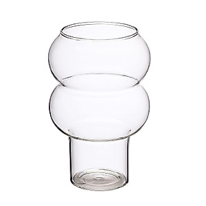 MISNODE 2 Pack Ribbed Drinking Large-Capacity Glasses Glass Cup Creative Glassware Heat-resistant Drinking Glasses Cocktail Glasses, Use for Tableware Flower Receptacle Dessert Cup