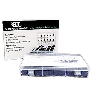 Sunplustrade 240 Pcs Bumper Clips Car Clips Plastic Rivets Fasteners Push Retainer Kit Most Popular Sizes Auto Push Pin Rivets Set for GM Ford Toyota Honda Chrysler