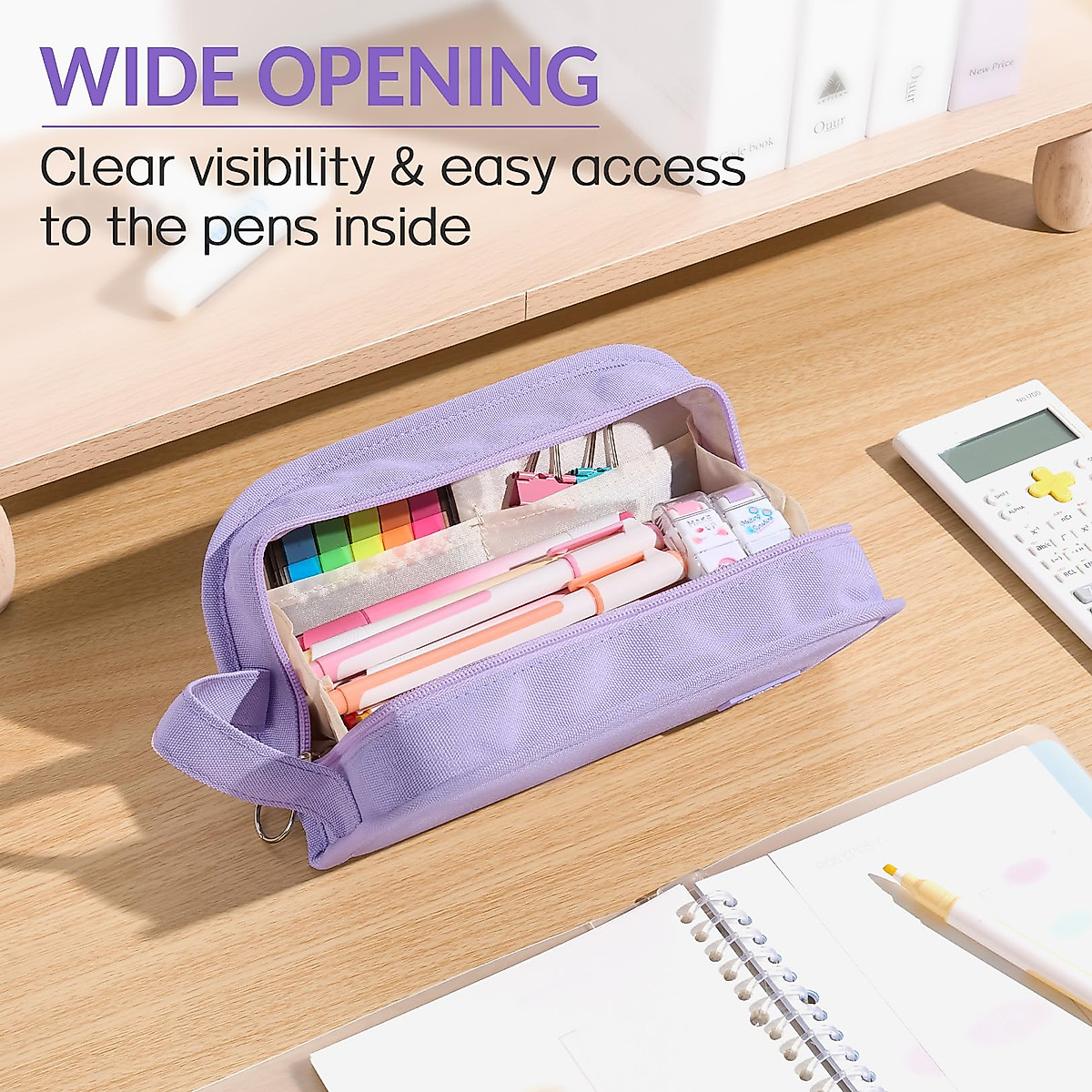 Sooez Wide Opening Pencil Case, Large Capacity Pencil Pouch Organizer Aesthetic Pencil Bag for School Supplies Stationery, Marker Pouch Makeup Bag Organizer