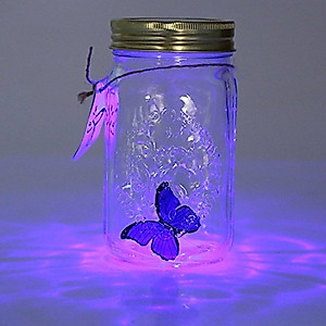 Fangfang LED Lamp Romantic Glass Animated Butterfly Jar Gift Decoration (Blue)