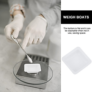 Balacoo 20pcs Weighing Boat Weighing Boat Powder Scale Square Lab Dish Container Anti- Static Weighing Square Weighing Pan Weighing Paper Weighing Tray Large Plastic Mini Dry Powder White