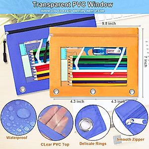 Pencil Pouch for 3 Ring Binder, 10 Pack Zipper Pouches with Clear Window, Oxford Pencil Holder Stationery Organziers Case Bag for School Classroom Supplies