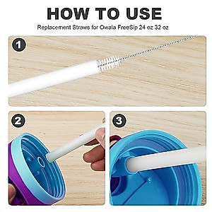 2pcs Replacement Stopper Compatible with Owala FreeSip 24oz 32oz, with 4pcs Straws & 1pcs Straw Cleaning Brush, Water Bottle Top Lid Replacement Parts Bottle Cap Seal Gasket Spill Proof Accessories