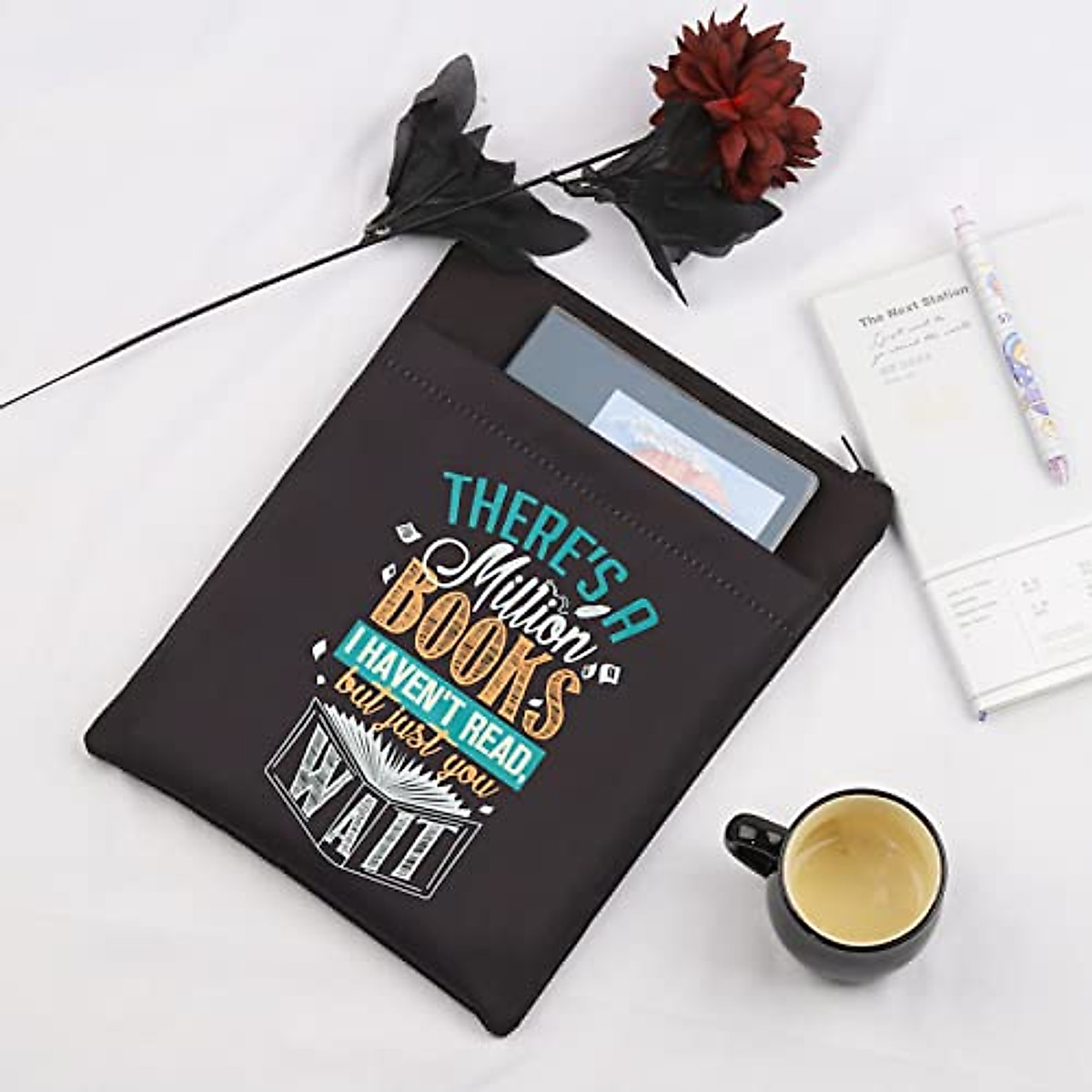 SEIRAA Book Lover Book Sleeve Book Covers with Zipper for Literary Nerds There’s a Million Books I Haven’t Read (Nerds Book Sleeve)