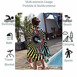 PINKEONLINE Dinosaur Beach Towels for Kids Terry Blanket Throw Microfiber 27.5X55 inches for Bath Swim Camping and Sport, Surfing Dino.