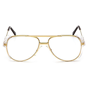 Pyramex Pathfinder Aviator Safety Glasses with Gold Frame and Clear Lens