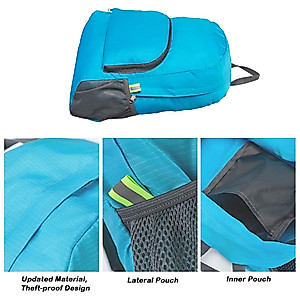 DaKuan Pack of 2 Lightweight Foldable Backpack, Water Resistant Travel Hiking Packable Backpack 20 Liters (Black & Blue) for Camping, Outdoor, Travel Cycling