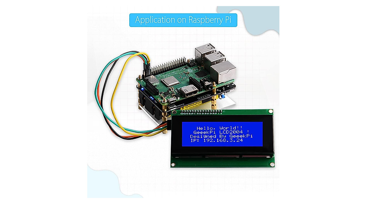 GeeekPi IIC I2C TWI Serial LCD 2004 20x4 Display Module with I2C Interface Adapter Blue ...