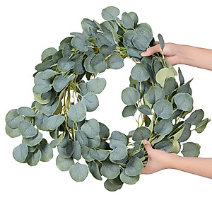 DearHouse Artificial Eucalyptus Garland Faux Silk Eucalyptus Leaves Vines Handmade Garland Greenery Wedding Backdrop Arch Wall Decor