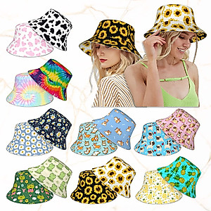 Sunflower Gifts for Women Bucket Hat Unisex Reversible Sun Beach Hats for Women Men Packable Outdoor Fisherman Hat Headwear Accessories