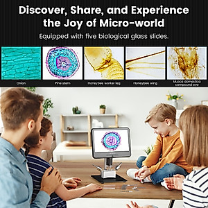 Andonstar AD210 10.1 Inch LCD Digital Microscope for Adults, Soldering Microscope for Electronics Repair, Coin Microscope Camera Full View for Error Coins with Light, Biological Slides Kit, 32G Card
