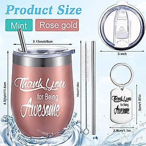 Thank You Gifts Thank You for Being Awesome Wine Tumbler Employee Appreciation Gifts Thank You Gift for Women Men Coworkers Friend Stainless Steel Insulated Tumbler with Straw (Fresh Color, 32 Pcs)