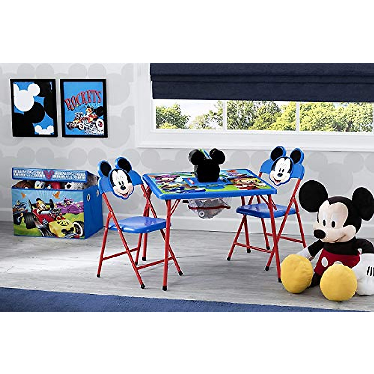 Delta Children 4-Piece Kids Furniture Set (2 Chairs and Table Set & Fabric Toy Box), Disney Mickey Mouse