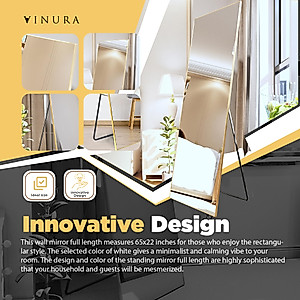 VENERA Floor & Full Length Mirrors - Sturdy Full Length Body Mirror - White Aluminum Framed Full Length Mirror with Stand for Bedroom - 65” Modern and Tall Bedroom Mirror with Stand