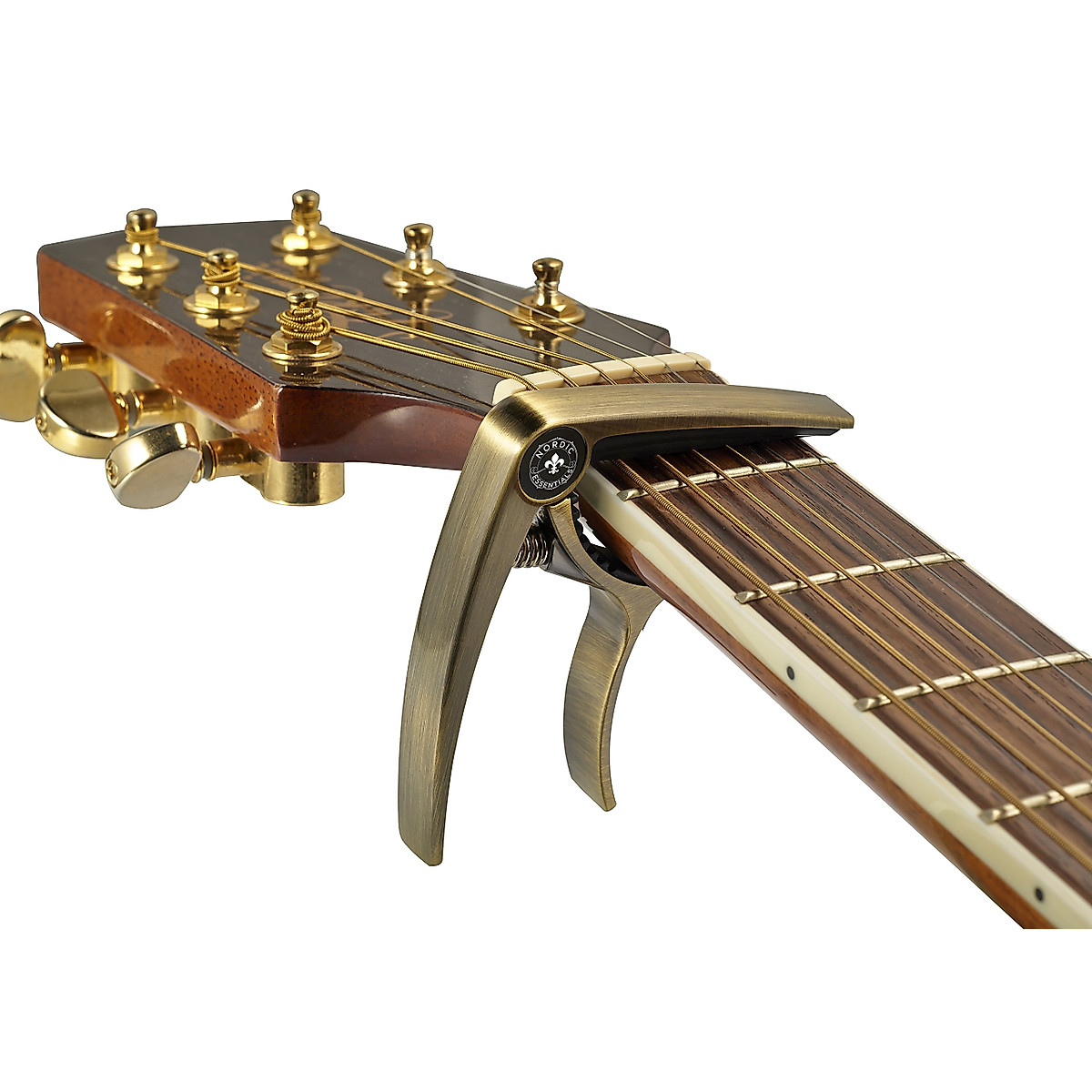 Guitar Capo Deluxe for Guitars, Ukulele, Banjo, Mandolin, Bass -Made of Premium Quality Zinc Alloy for 6 & 12 String Instruments- Luxury Accessories Nordic Essentials&trade (Bronze)