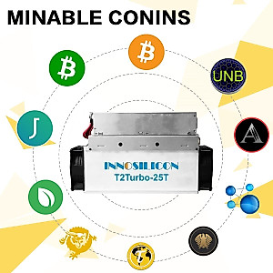 Innosilicon T2T 25T Bitcoin Miner ASIC Miner BTC BCH Mining Machine SHA-256 Algorithms Crypto Miner with PSU Power Supply, Used