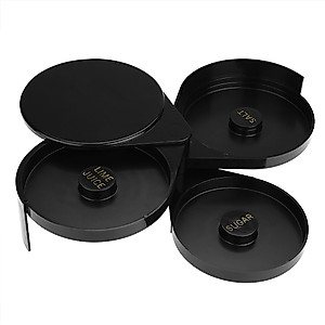 Acrylic 3 Tier Salt Rimmer, 3 Tier Sugar Salt Rim Lime Tray Bar Rimmer for Margarita and Cocktail Practical Bartender Tool (Black)