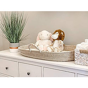 Seagrass Baby Changing Basket with Waterproof Pad | Portable Diaper Changing Topper for Dresser or Table | A Nursery Essential