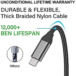 10FT USB C Charger Cable,Fast Charging,Nylon,Power Cord for Samsung Galaxy S22 S21 S20 S10e S10 Plus, Note 10 9, A01 A10e A20 A50 A51 A70, Moto G Power/Stylus, G9 Power, One 5g Ace, LG Stylo 6 5 G8 G7