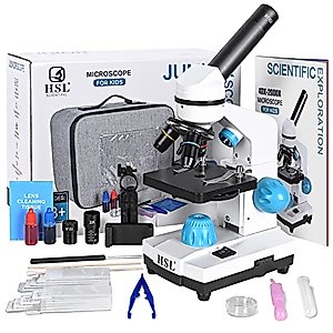HSL Microscope for Kids,40X-2000X monocular Microscopes for Adults Students Beginner with LAD Set,Dual LED Phone Adapter Powerful Biological Microscopes for School Boys Girls Home Education Laboratory