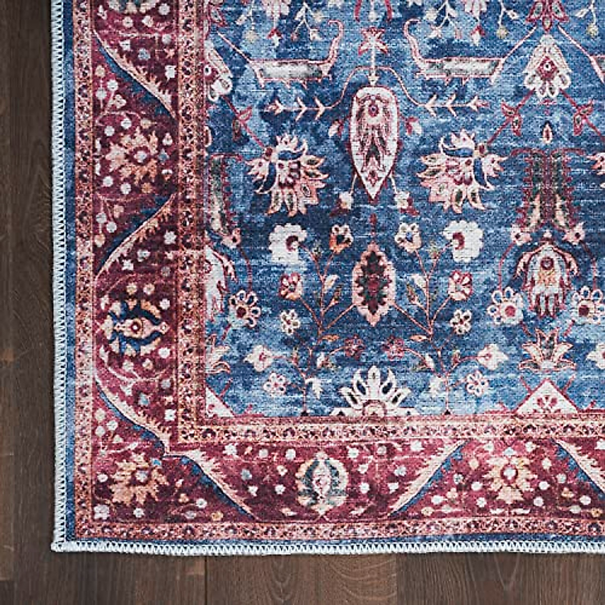 Nourison Brilliance Machine Washable Traditional Vintage Blue/Brick 7'10" x 9'10" Area -Rug, Easy -Cleaning, Non Shedding, Bed Room, Living Room, Dining Room, Kitchen (8x10)