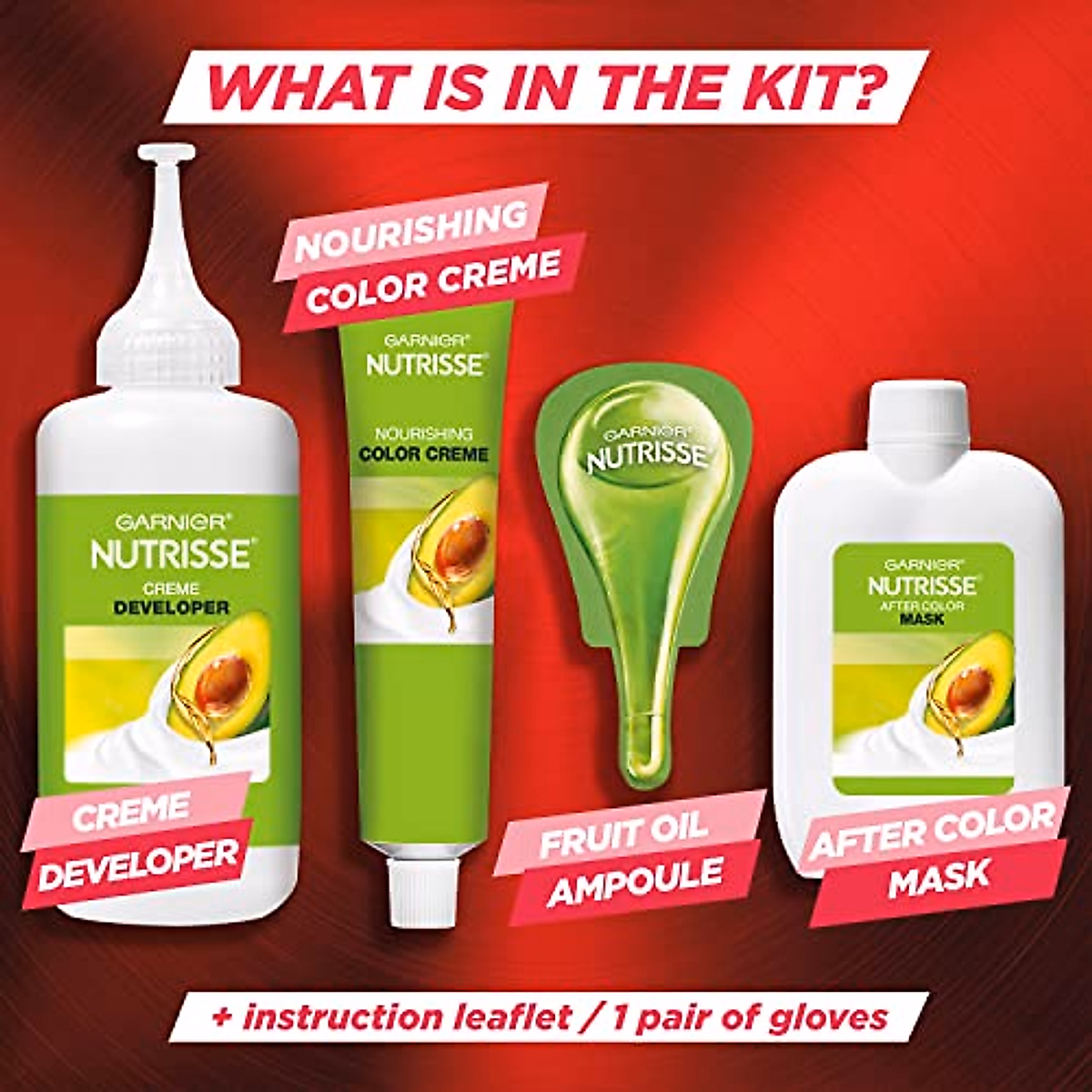 Garnier Nutrisse Ultra Color Nourishing Bold Permanent Hair Color Creme, RC1 Med Copper Red, Includes Fruit Oil Ampoule and After Dye Hair Mask, 2 Kit