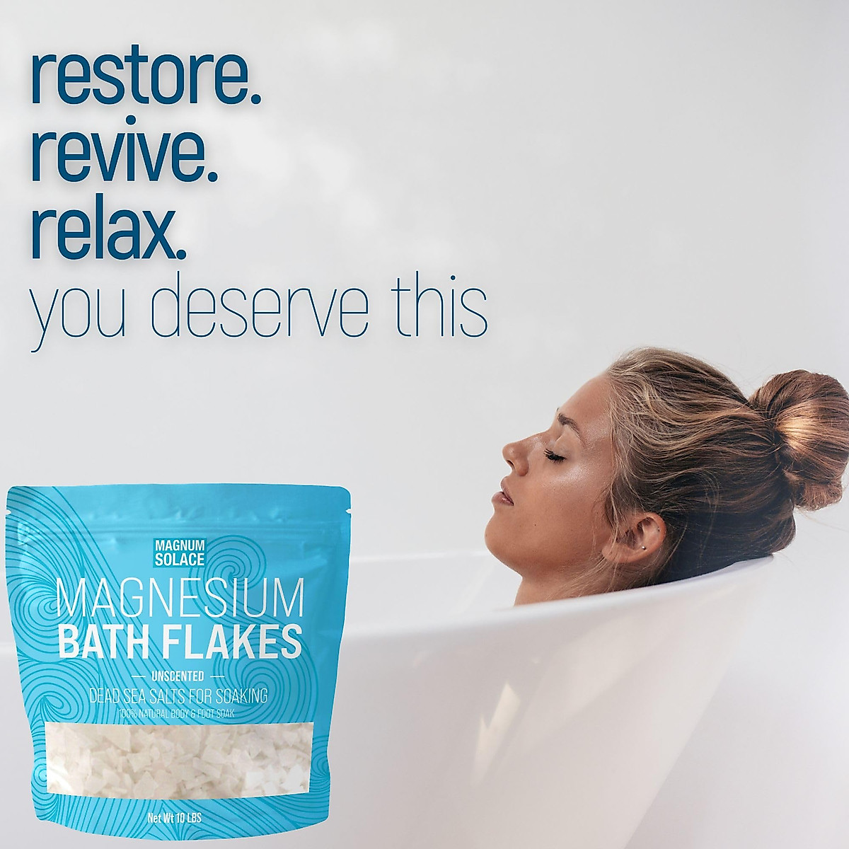 Magnesium Flakes for Bath - Magnesium Chloride Flakes - Dead Sea Salts for Soaking, 10 LBS