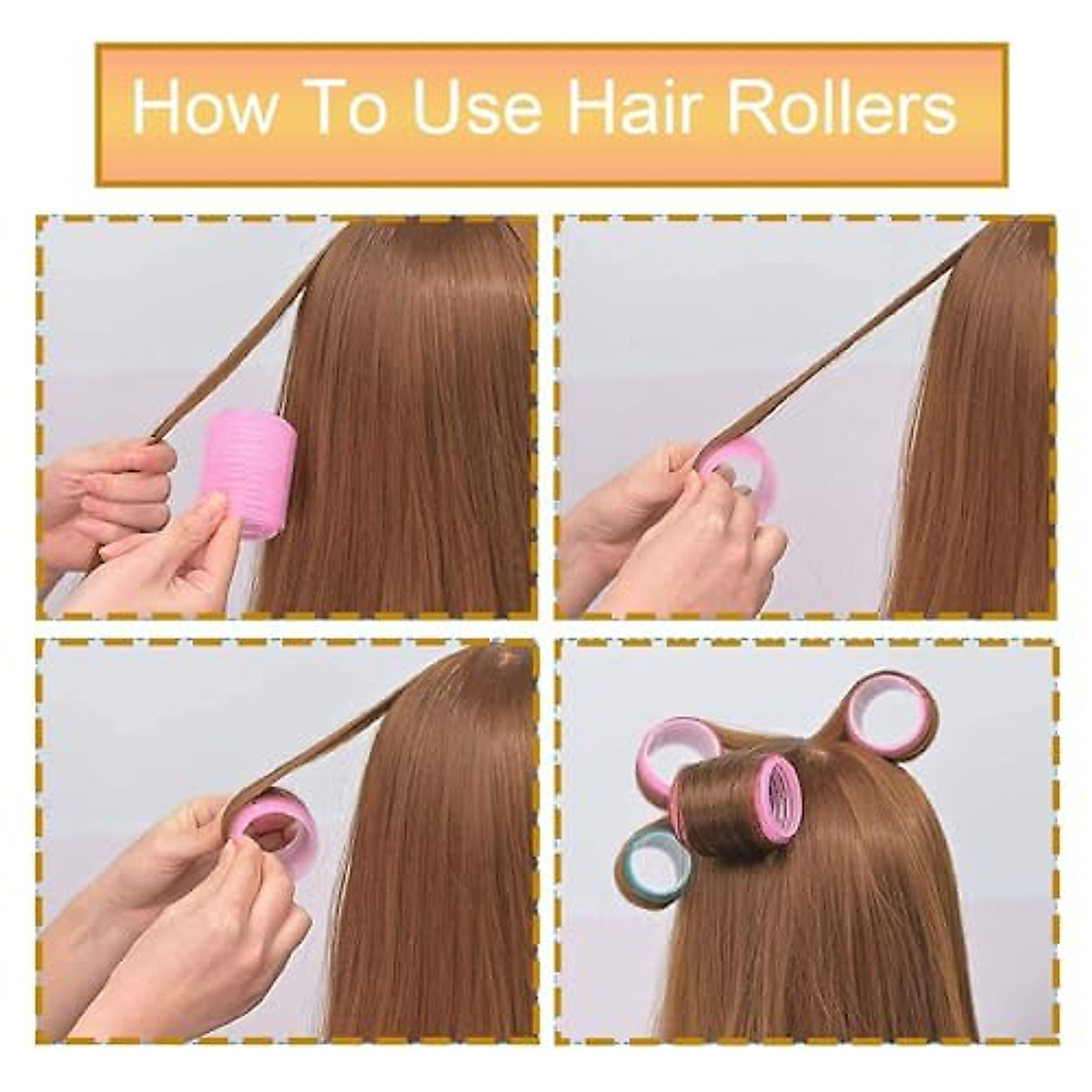 Self Grip Hair Roller Curlers Set,12pcs Large Rollers for Hair, Hair Rollers for Long Hair,Medium and Short Hair,Salon Hairdressing Curlers for Women,DIY Hairstyle (Large)