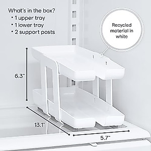 YouCopia Rolldown Beverage Can Dispenser, Space-Saving 2-Tier Drink Organizer for Fridge Storage, One Size, White
