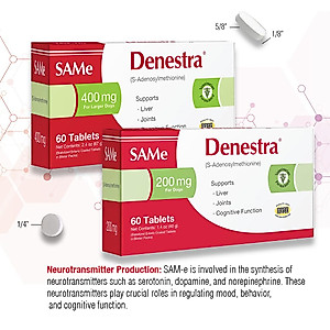 Denestra - Same for Dogs - S-Adenosyl-L-Methionine - Liver, Joint and Cognitive Support for Large Dogs - Vet Approved - 400 mg - 60 Tablets