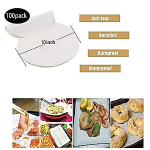 (Set of 100) Parchment Paper Baking Circles Paper,LQQDD 10 Inch Diameter Non-Stick Round Parchment Paper Sheets for Baking Cakes, Cooking, Dutch Oven, Air Fryer, Cheesecakes, Tortilla Press