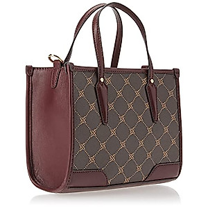 NINE WEST Emery Mini Tote, Brown Logo/Merlot