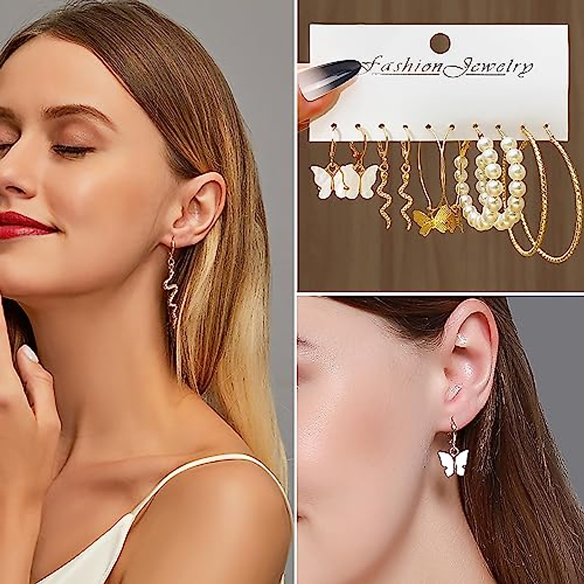 KISS WIFE Gold Jewelry Set for Women Girls, Multi Layered Necklace Bracelet Stackable Knuckle Rings and Earrings Set, Boho Trendy Vacation Jewelry Packs, Anniversary Valentine Birthday Gifts for Her