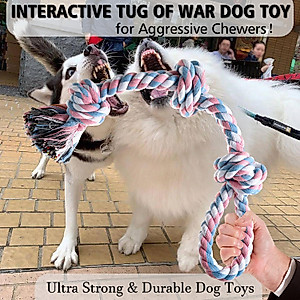XIGOU Dog Rope Toys Indestructible Dog Toys, Dog Chew Toys for Aggressive Chewers, Tough Puppy Teething Chew Toys for Boredom, Dental Cleaning Tug of War Dog Toy, Great for Small to Large Breed