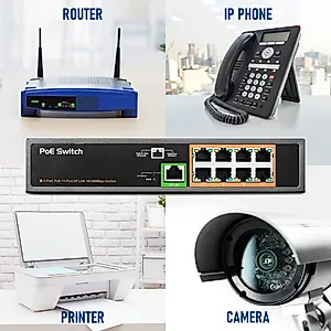 BV-Tech 9 Port PoE+ Switch (8 PoE+ Ports | 1 Uplink Port) – 120W – 802.3af/at