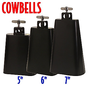 Performance Plus Professional 7" Latin Style Cowbell, Black, 7 inches (CB7)