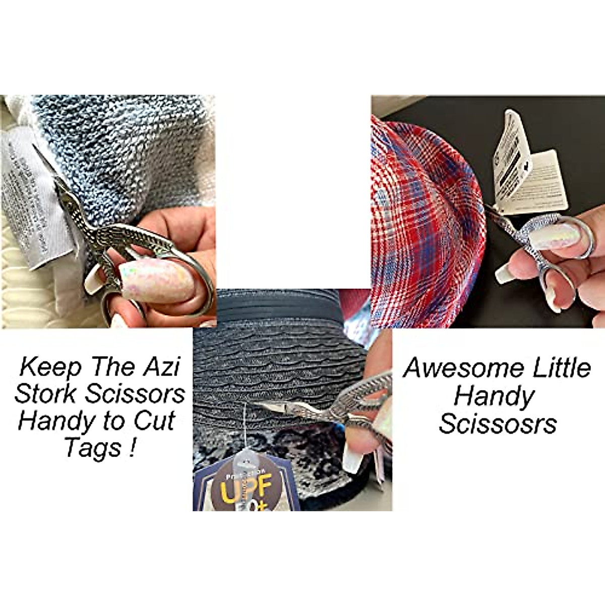 2 Stainless Steel Professional Embroidery Scissors Sharp Stork Scissors for Sewing Crafting Needlework DIY Multipurpose Dressmaker Eyebrow Trim Small 3.6” Shears Crane Scissors