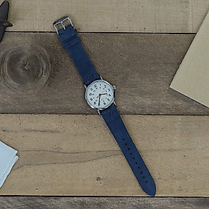 Benchmark Basics Navy Blue 22mm Suede Watch Strap - Vintage Leather Watch Band for Men & Women - Compatible with Regular & Smart Watches