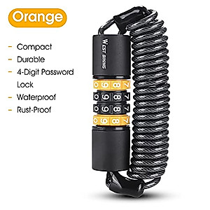 ADBEN Bicycle ty Lock Bike Helmets AntiTheft Elasticity Locks 4 Digits Combination Password Road Bike Steel Cable Lock Portable Cycling Lock
