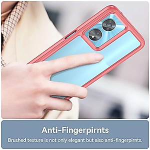 Case for Oneplus Nord N20 SE,Flexible Press Button,Transparent case,Anti-Fingerprint.360°Full Protection-Red