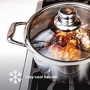 Swiss Diamond Premium Clad 5-Ply Stainless Steel 2.6 Quart Saucepan with Lid Included and Satin Exterior Finish, Induction Compatible Sauce Pot - Oven and Dishwasher Safe