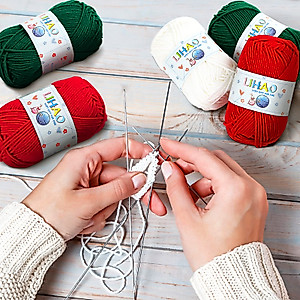 LIHAO 3 Skeins Yarn for Knitting Christmas Themed Yarn for DIY Xmas Crochet Crafts - 100% Acrylic, 50g