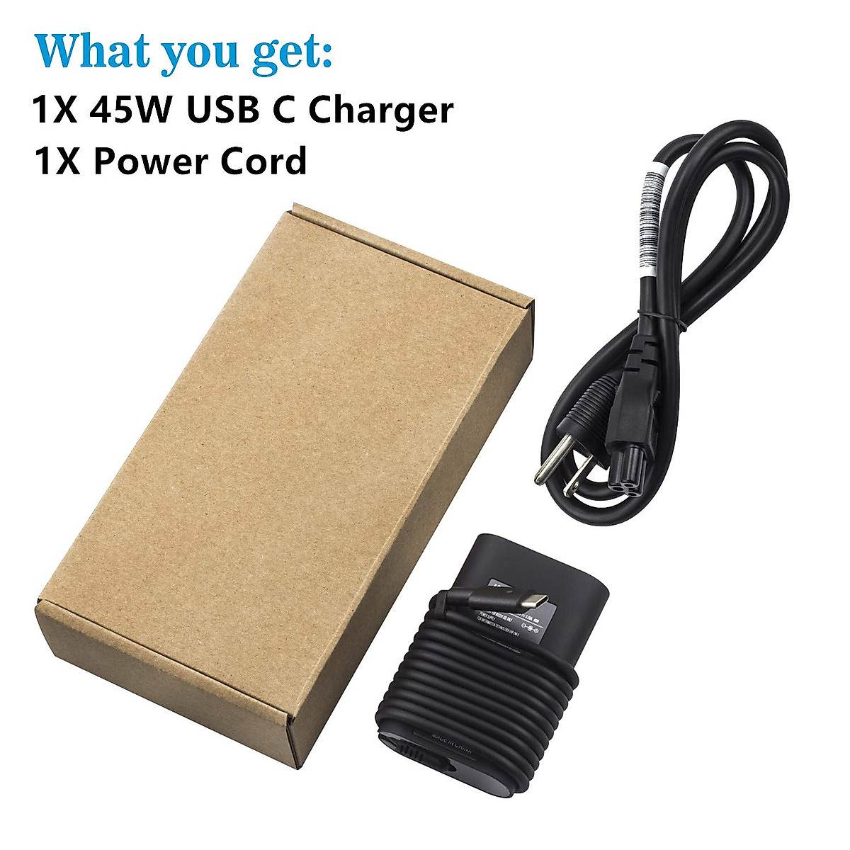 HotTopStar 45W USB C Charger Replacement for Dell Latitude 7390 2-in-1 7200 7275 7370 5175 2-in-1 Chromebook 3100 3300 3380 3400 3500 5190 5300 5400 LA45NM150 2YKOF Laptop Power Adapter Type-C 45W