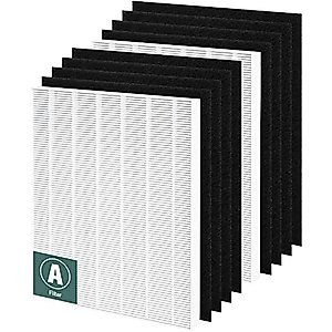 115115 Replacement Filters A for Winix PlasmaWave Air Purifier C535, 5300-2, 6300-2, 5300, 6300, AM90, P300, Funmit 2 True HEPA Size 21 Filter + 8 Activated Carbon Pre-Filters
