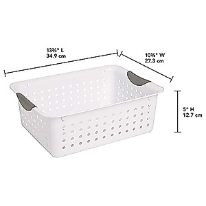Sterilite Medium Ultra Basket Plastic Storage Bin Organizer - White (Pack of 12)