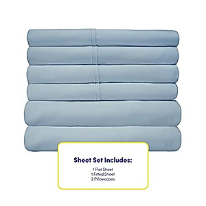 Twin Size Bed Sheets - 4 Piece 1500 Supreme Collection Fine Brushed Microfiber Deep Pocket Twin Sheet Set Bedding - 1 EXTRA PILLOW CASES, GREAT VALUE, Twin, Misty Blue