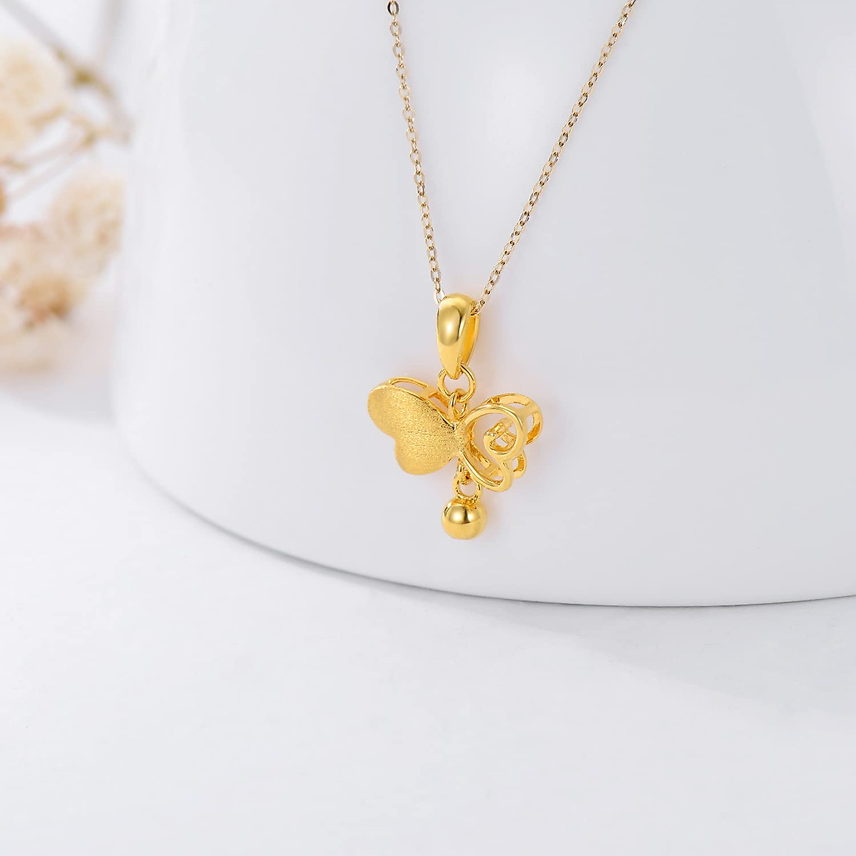 SISGEM Solid 18K Gold Butterfly Necklace for Women, Real Gold Heart Butterfly Pendant Jewelry Anniversary Christmas Gift for Her, Mom, Wife, Girls