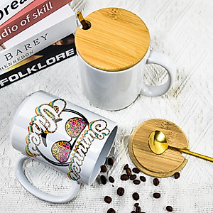 AGH 8pcs Sublimation Mugs 15 oz Blank Bulk, 15oz Sublimation Coffee Mug, White Ceramic Plain Mug Cups for Sublimation with Bamboo Lids & Stainless Steel Spoon for Coffee, Soup, Tea, Milk, Latte