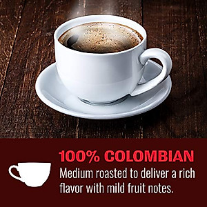 Hills Bros Single Serve Coffee Pods, 100% Colombian Ground Coffee, Medium Roast, 20 Count - Keurig Compatible, Roasted Arabica Coffee Beans, Smooth Balanced Flavor