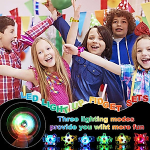 24 Pack LED Light Up Fidget Spinner Bracelets Party Favors for Kids 4-8 8-12, Glow in The Dark Party Supplies, Birthday Gifts, Treasure Box Toys for Classroom, Goodie Bags Stuffers